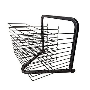 Metal Steel Wire Drying Rack for Classroom Painting Crafts 10 Shelves Desktop A3 Paper Storage Art Display Rack for Art Studio and Home Use, 18.9×14.6×16.5 Inches, Black