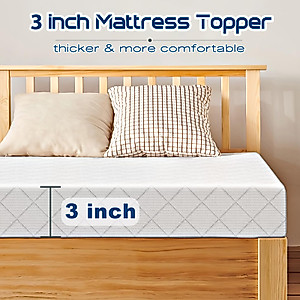 CISTNY 3 Inch Cooling Memory Foam Mattress Topper Queen, High Density Foam Bed Topper Queen with Washable Removable Bamboo Cover, Organic, Hypoallergenic, Oeko-TEX Queen Size Mattress Toppers