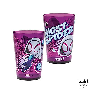 Zak Designs Marvel Spider-Man Nesting Tumbler Set for At Home, 14.5oz Non-BPA Plastic Cups, 4-Pack (Spidey and His Amazing Friends)
