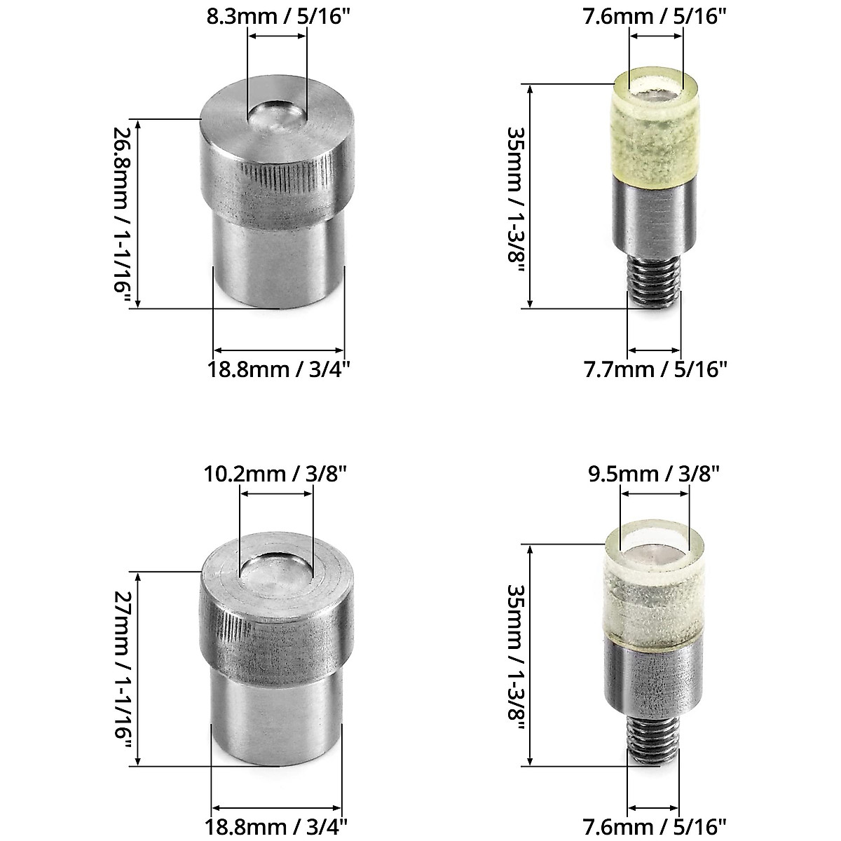 QWORK Handmade Manual Press Machine, 8mm + 10mm Diameter Mini Manual Machine Dies Stud Rivet Setter Punch Puncher Dies