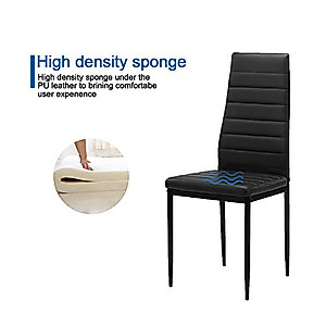 5-Piece Dining Table Set with 4 Faux Leather Chairs, Tempered Glass Tabletop Size 47.25" x 27.5", Black