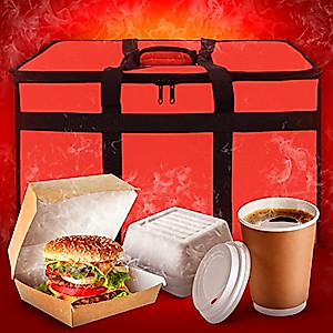 Dodin Delivery Insulated Food Delivery Bag - 23x14x15 inches - Water-Resistant Interior - Ideal for Commercial Catering - Reusable Grocery Bag - Professional and Heavy-Duty - XXL - Red