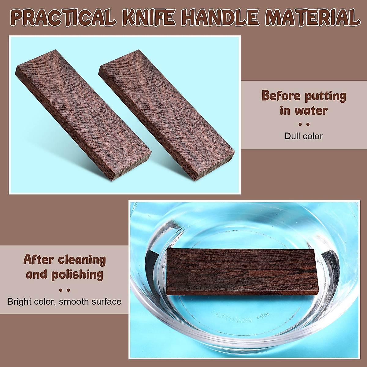 Sasylvia 4 Pcs Black Ebony Lumber Wood Timber Handle Plate Natural Wood Knife Handle Scales Knife Scales Lumber Blank for DIY Music Instruments Tools Crafts, 4.7'' x 1.6'' x 0.4''