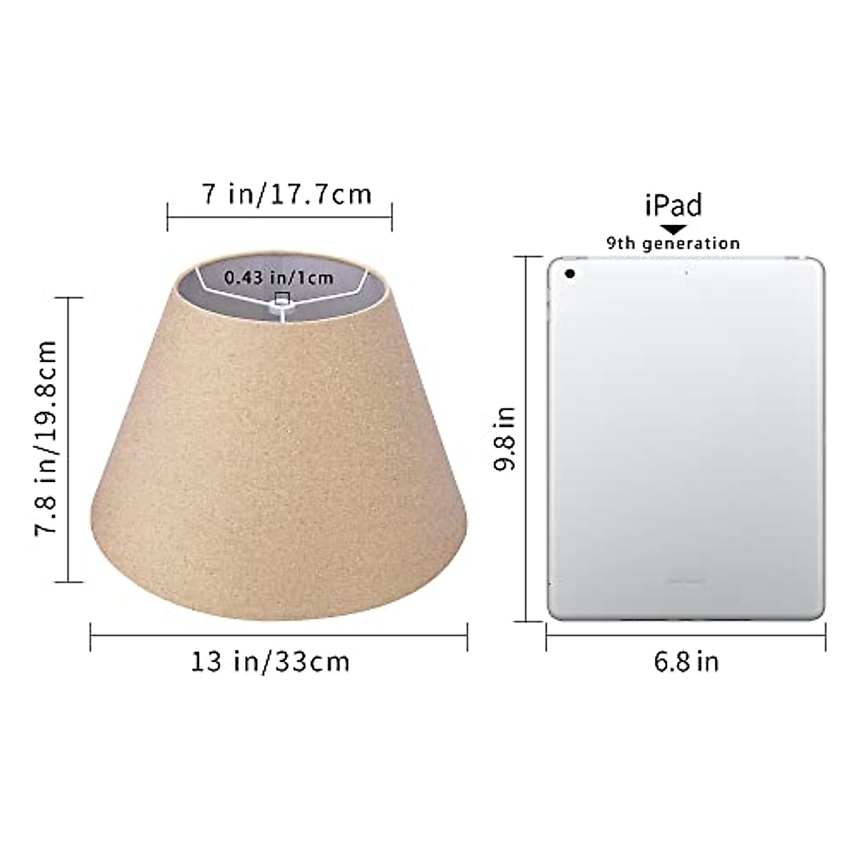 ALUCSET Medium Lamp Shade, Barrel Fabric Lampshade for Table Lamp and Floor Light,7x13x7.8 inch, Natural Linen Hand Crafted, Spider (Pale-Yellow W/ Golden flecks Linen Fabric)