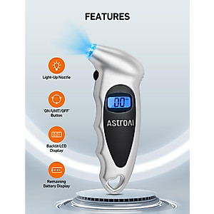 AstroAI 3 Pack Digital Tire Pressure Gauge 150 PSI 4 Settings for Car Truck Bicycle with Backlit LCD and Non-Slip Grip, Silver