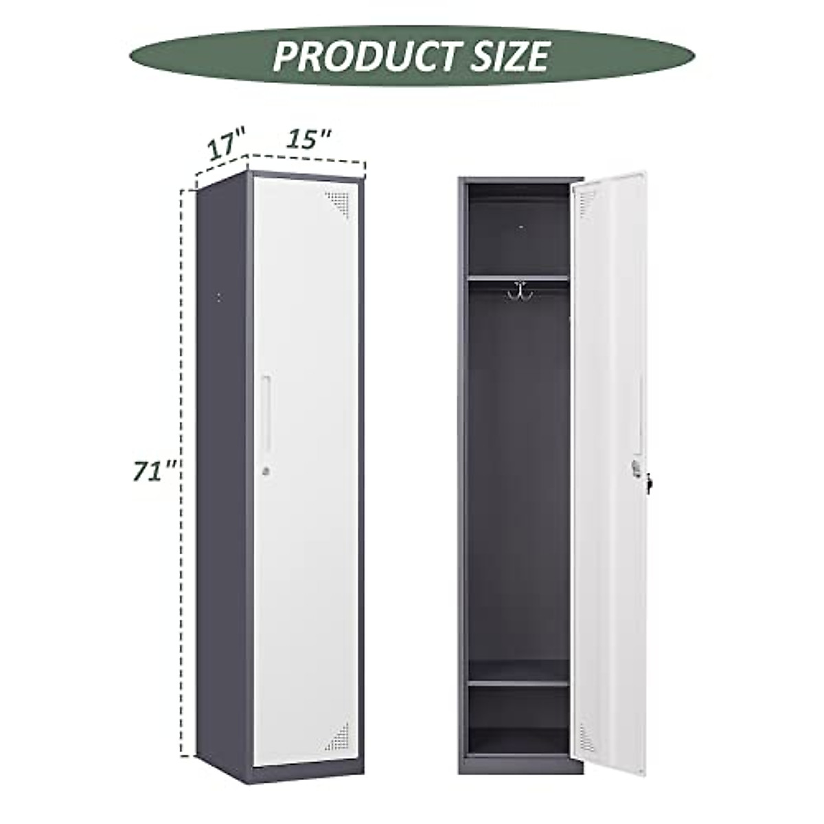 SISESOL Metal Lockers for Employees Steel Locker Large School Locker Metal Wall Locker Office Employee Lock Box 71" Steel Storage Cabinet Storage Locker Cabinet for Home Gym Office School Garage