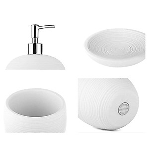 Soap Dispenser Hand Soap Dispenser Bathroom Accessories Set, 4 Pieces Resin Bath Ensemble White Brushed Sphere Soap Dispenser Pump，Tumbler, Soap Dish Manual Soap Dispenser Soap Dispenser with Pump ( C