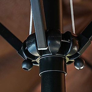 LOKATSE HOME 15 Ft Twin Patio Umbrella Double Sided Outdoor Sunshade Canopy with Crank for Garden Table Market Beach Shade Outside Deck or Pool, Brown