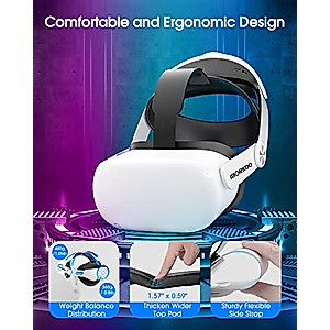 MORKOO 10000mAh Battery Pack for Extended 8H Playtime Compatible with Oculus Quest 2 - Adjustable Head Strap Elite Strap Replacement for Enhanced VR Support and Immersive Comfort, VR Headset