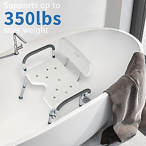 DEZOON Heavy Duty Shower Chair Seat with Back and Padded Armrests Sturdy Shower Seat for Inside Shower Tool-Free Assembly Spa Bathtub Adjustable Height Shower Stools Slip Resistant