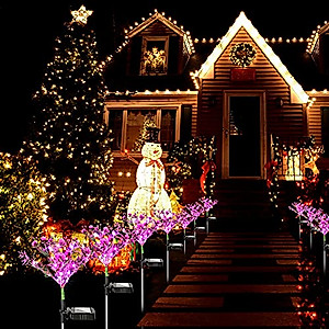 EEEkit Solar Garden Lights Outdoor Decorative, 2 Pack IP65 Waterproof Solar Phalaenopsis Flowers Stake Lights with 28 LED for Patio, Garden, Yard, Lawn, Pathway Driveway Pool Balcony Decoration