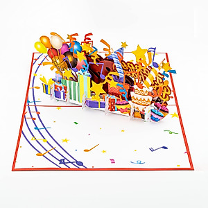 iGifts And Cards Happy 82nd Red Birthday 3D Pop Up Greeting Card – Awesome 82nd Birthday Card For Woman, Man, Happy Eighty Two Birthday Gift For Mom, Dad, Best Wife, Husband Unique Present, 5" X 7"