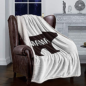 Warm Sherpa Fleece Throw Blanket, Happy Mother's Day Mama Bear Image - Cozy Plush Lightweight Blanket | Winter Couch Bed Sofa Decorative Microfiber Fleece Throws, 39" x 49"