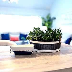 Pavilion Gift Company Life is Better 10 Oz Triple Wick Candle in Ceramic Boat Dish, Blue