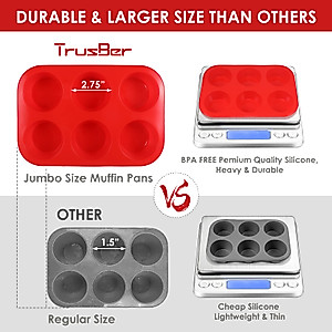 TRUSBER Muffin Pan, 2.75 Inch Silicone Muffin Tin with 6 Cups Silicone Cupcake Molds - 2 PACK Large Cupcake Liner Pan, BPA FREE & Dishwasher Safe