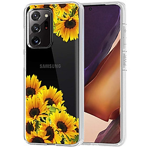 Vokuha Galaxy Note 20 Ultra 5G Case, Samsung Note 20 Ultra Case for Girls, Cute Clear Slim Shockproof Pattern Soft TPU Back Phone Protective Cover Cases for Samsung Galaxy Note 20 Ultra 5G (sunflower)