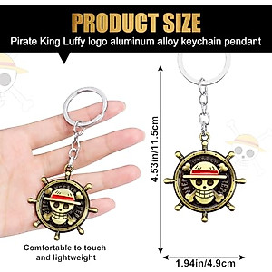 Bkinpid Anime Luffy Keychain One Piece Keychain Pirate Skull Key Chain Rotatable Keyring