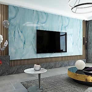 Bumoo Blue Gold Marble Peel and Stick Contact Paper 16"×78.7" Granite Texture Wallpaper Self Stick Adhesive Removable Waterproof Furniture Decorative Sticker for Countertop Kitchen Bedroom Bathroom