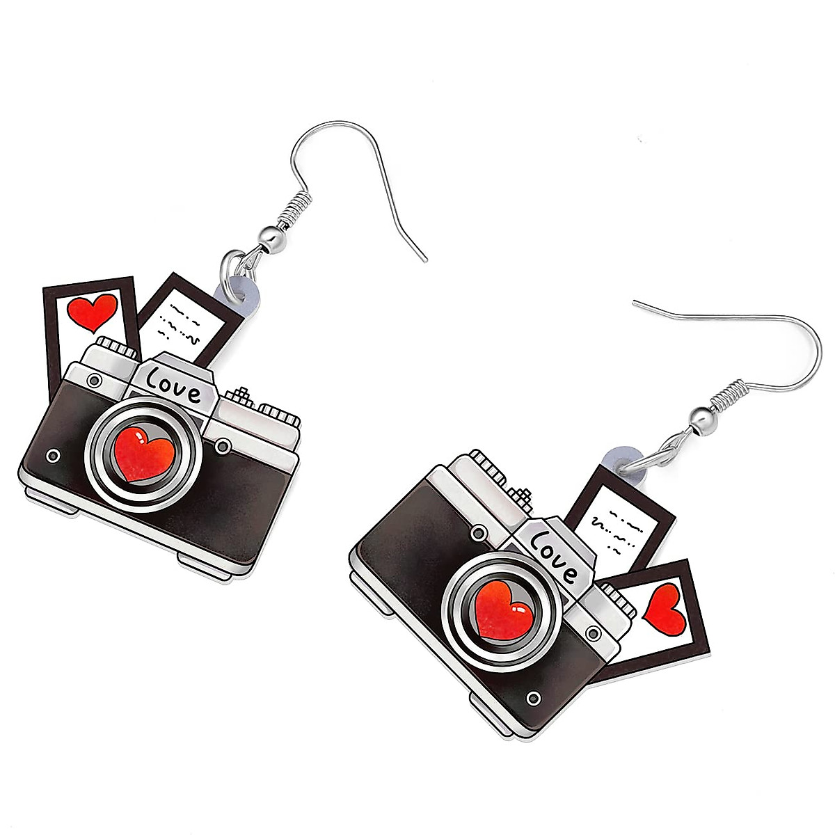 LONYOO Acrylic Funny Retro Radio Cassette Tape Earrings Dangle 80s 90s Jewelry Vintage Gifts for Women Birthday Party Favors (Ebony)