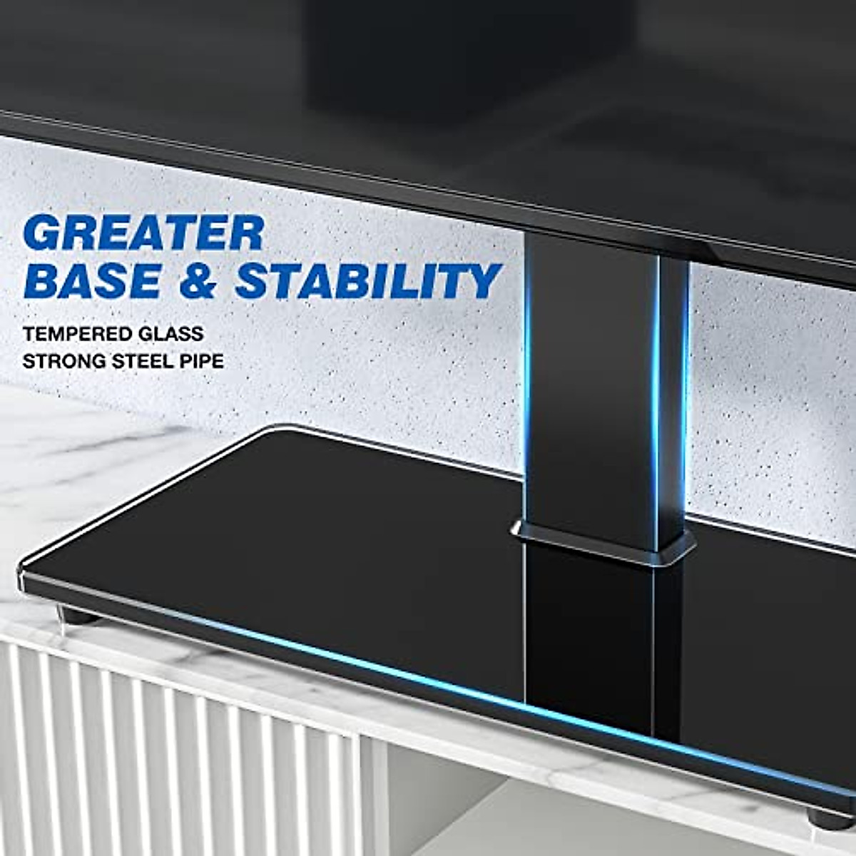 Rfiver Universal Swivel TV Stand Table Top TV Stand for 37-65,70,75 Inch LCD LED TV up to 110 lbs -Height Adjustable Center Pedestal Stand Replacement with Heavy Duty Tempered Glass Base