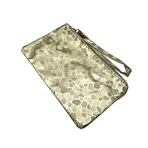 HUAI CHAO Sparkly Laser Wristlet Handbag Women Stylish Stone Print Leather Clutch Bag Zip Cell Phone Purse Light Golden