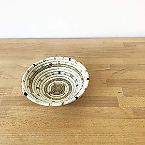Small African Basket: Kanama/Rwanda Basket/Woven Bowl/Sisal & Sweetgrass Basket/White, Black, Sweetgrass