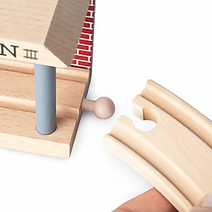 Wooden Train Track Mechanic & Station Service Building - Conductor Carl 2-in-1 Mechanic Service & Train Station for Customizing Wooden Train Track Sets