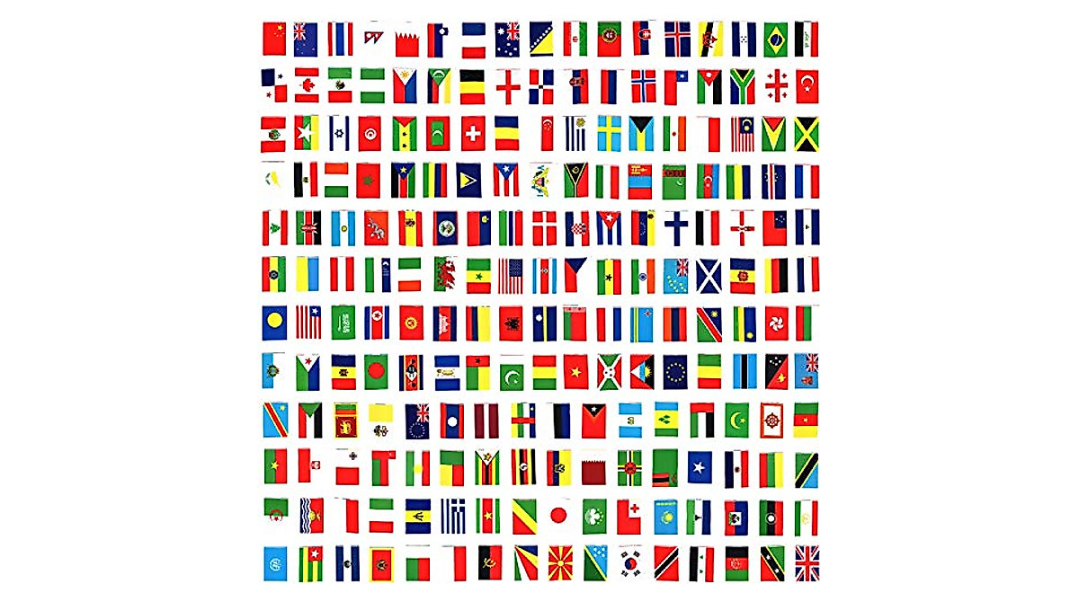 AMAPON 200 Countries Flags - 164 Feet International Flag Banner