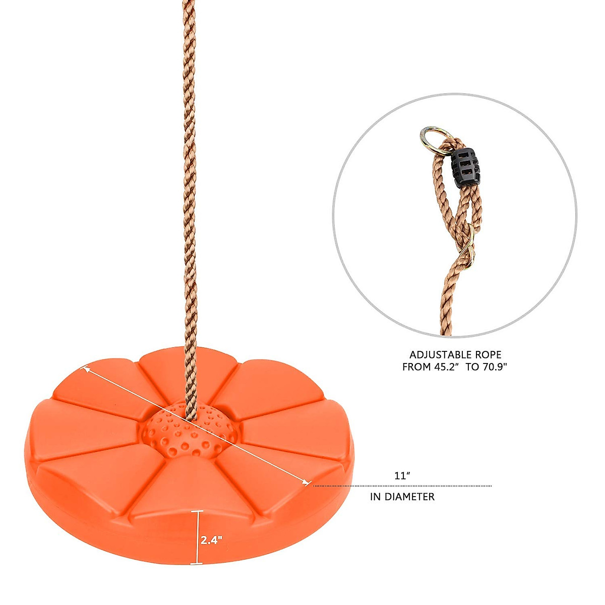 Sorbus Disc Seat Swing - Kids Monkey Rope Tree Zip Line Swings for Play Set, Tree, Outdoor Backyard, Playground Fun, Orange