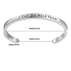 MAOFAED I can do hard things Cuff Bracelet Inspiration Jewelry Goddaughter gifts (Silver)
