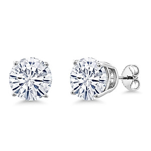 Gem Stone King 925 Sterling Silver 10MM Round Gemstone Birthstone Stud Earrings For Women