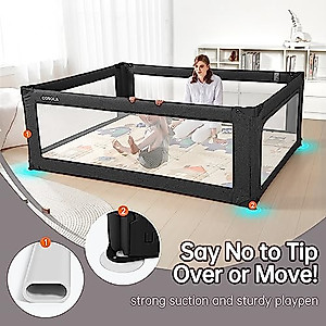 Baby Playpen Play Yard, Playpen for Babies and Toddlers Large Gate, 59x79 Baby Fence, Sturdy Safety Playpen, Indoor & Outdoor Kids Activity Center Playards, Black