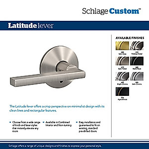 SCHLAGE Custom FC21 LAT 622 COL Latitude Lever with Collins Trim Hall-Closet and Bed-Bath Lock, Matte Black