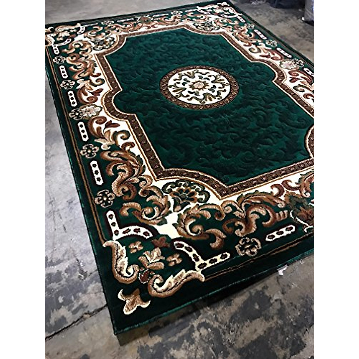 Kingdom Traditional Area Rug Hunter Dark Green Persian Design D123 (8 Feet X 10 Feet)