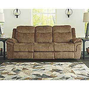 Signature Design by Ashley Huddle-Up Manual Reclining Sofa with Drop Down Table, Storage & USB Outlets, Brown