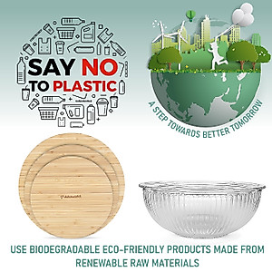 dokaworld Stackable Space-Saving Nesting Set of 3 Glass Bowls with Bamboo Lids for Foodprep, Storage, Mixing & Cooking - Microwave & Oven Safe BPA Free Durable Heat Resistant Inert Borosilicate Glass