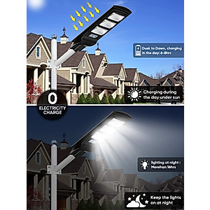 Teiisuoa 180W Solar Street Light Outdoor, 12000LM IP66 Waterproof Solar Motion Sensor Lights, Dusk to Dawn Solar LED Light Lamp with Remote Control for Parking Lot, Yard, Path, Garage & Garden, 4 pack