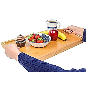 Kozy Kitchen Foldable Breakfast Tray- Large Organic Bamboo Folding Serving Tray- Laptop Desk, Bed Table, Lap Desk| 100% Natural and Eco-Friendly Tray with Handles and Legs