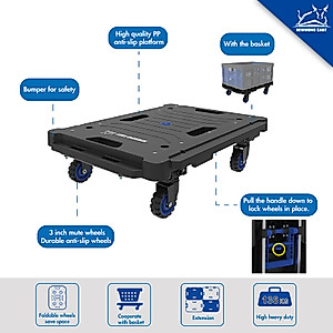 Push Cart Foldable Platform Hand Truck 300lb Weight Capacity with 360 Degree Swivel Wheels Can Splice Together, Black