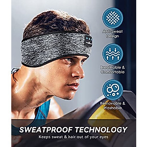 MUSICOZY Bluetooth 5.2 Headband Headphones for Sleep, Wireless Earphones Music Headphones for Side Sleepers Sleeping Earbuds Eye Mask for Mom Women Men Workout Running Cool Unique Gifts