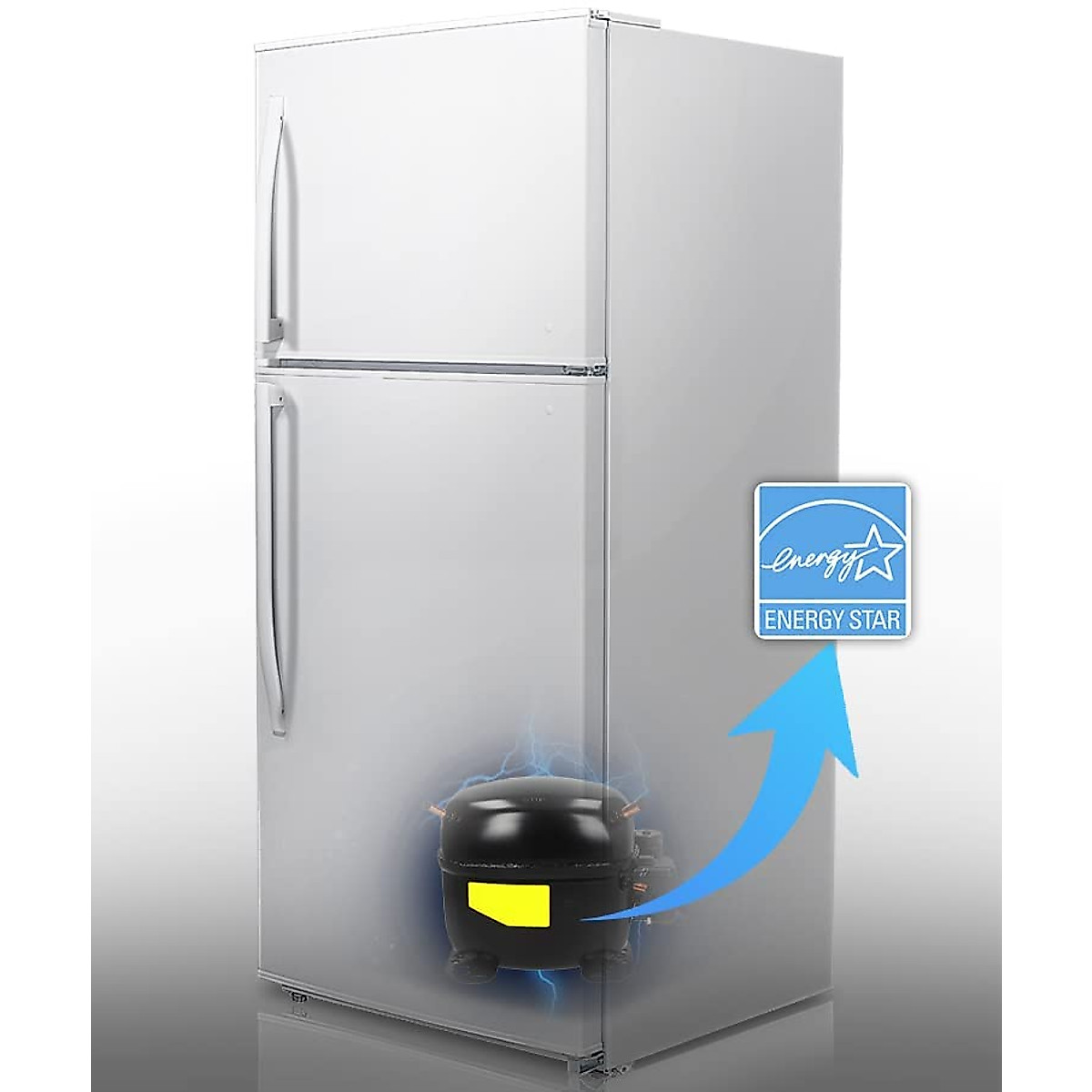 SMETA 18 Cu. Ft Refrigerator for Kitchen Full Size Top Freezer Top Mount Fridge 30" Frost Free, Apartment Garage Ready Refrigerators Double Door with LED light 66 inch tall, White