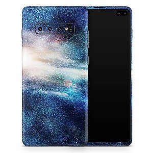DesignSkinz Blue & Gold Glowing Star-Wave Protective Vinyl Decal Wrap Skin Cover Compatible with The Samsung Galaxy S20 (Screen Trim & Back Glass Skin)