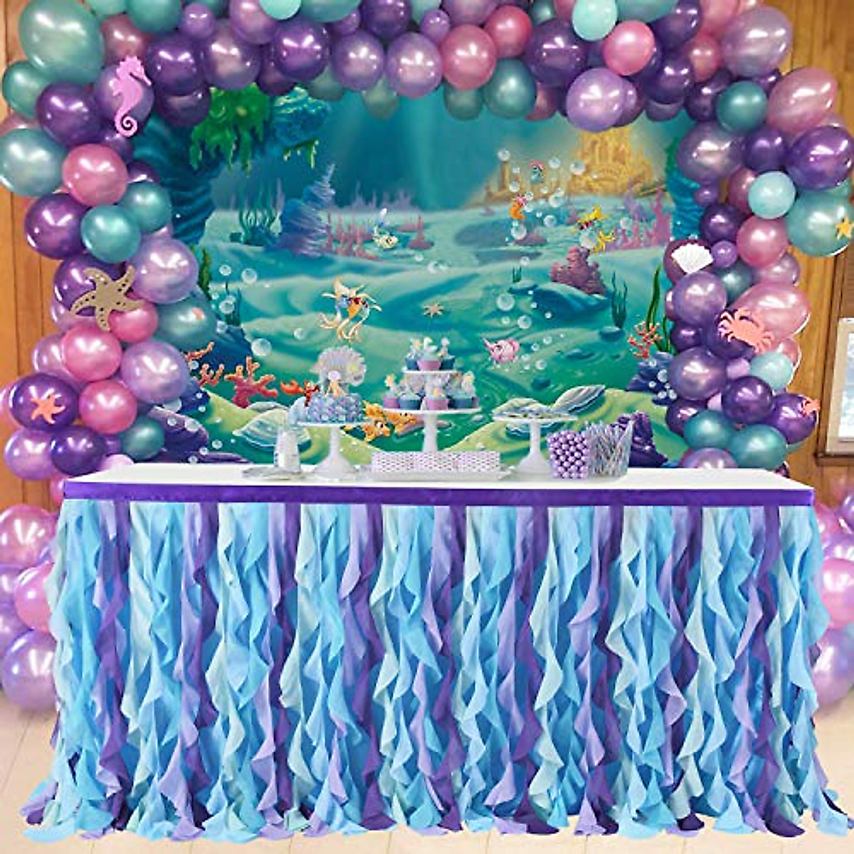 Mocsicka Mermaid Backdrop Under Sea Castle Photography Background 7x5ft Vinyl Child Kids Baby Birthday Party Decoration Backdrops