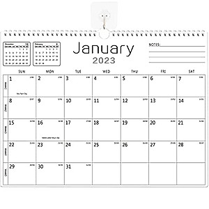 BHR Wall Calendar -Calendar 2023-2024 from Jan. 2023 to Jun. 2024 18 Months Calendar 14.7"×11"Thick Paper with Julian Dates and Block for New Year and Christmas Gifts (White)