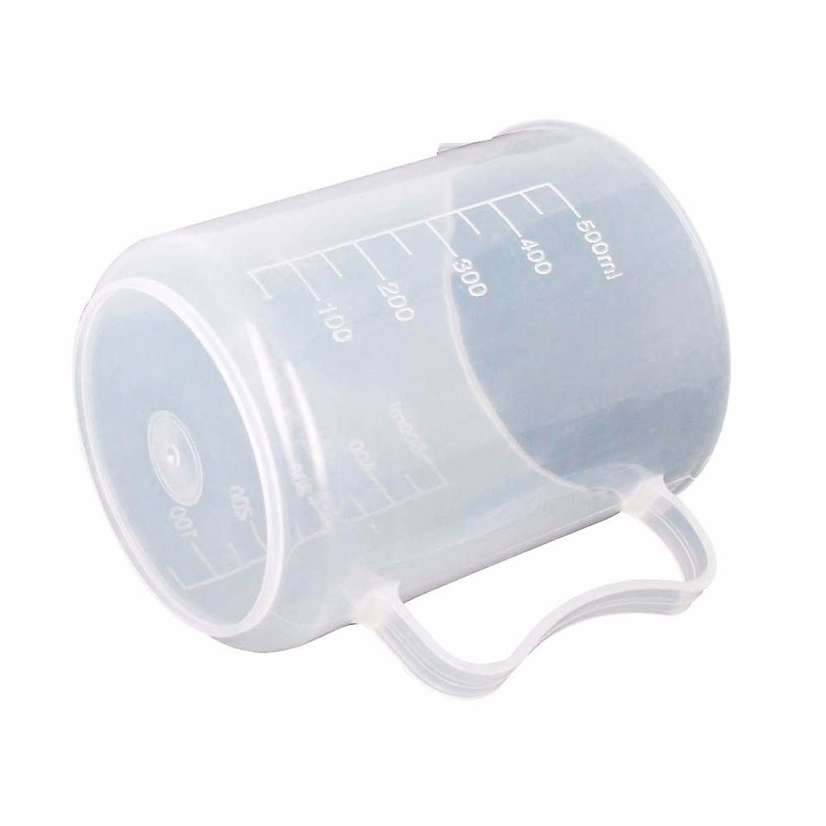 Bettomshin 1Pcs 500ml Resin Mixing Cups, PP Plastic Measuring Cups High Form Beaker with Handle, Liquid Measuring Cups, Graduated Beakers Multipurpose Mixing Cups Transparent for Lab Kitchen Liquids