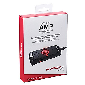HyperX Amp USB Sound Card - Virtual 7.1 Surround Sound - Works with PC/PS4 - Plug and Play Audio Upgrade for Stereo Headsets (HX-USCCAMSS-BK)