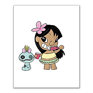 Lilo and Stitch Bathroom Photos - Set of 4 (8 inches x 10 inches) Kids Prints
