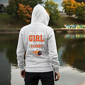 yes girl yes speak fluent basketball basketball girl White and Muticolor Unisex Hoodie
