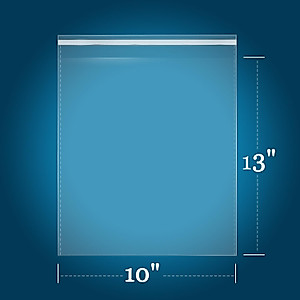 iMailer - 100 Count - 10" x 13" Clear Cellophane Bags Self Seal- Cello Large Resealable Plastic Poly Bags for Prints, Photos, Documents, Clothing, T-Shirt