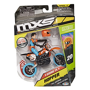 MXS Motocross Bike Toys Moto Extreme Sports, Bike & Rider with SFX Sounds by Jakks Pacific Action Figure Playsets - #20 Orange & Blue Rider, for Kids Ages 5+, (Model: 405052)